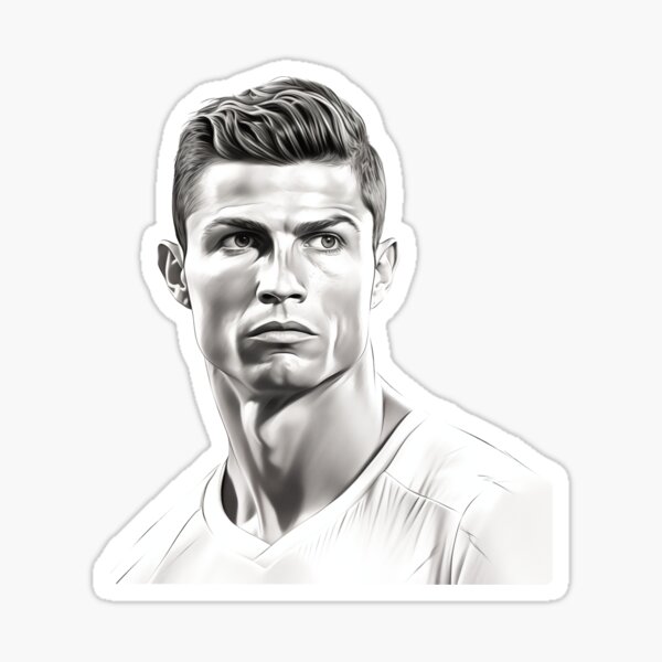 "Portrait Cristiano Ronaldo black and white design" Sticker by ...