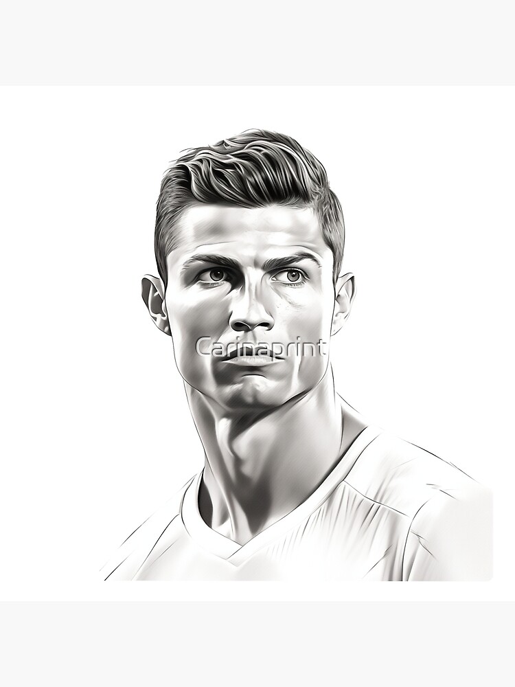 "Portrait Cristiano Ronaldo black and white design" Art Board Print by ...