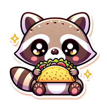 "Taco Eating Racoon" Sticker for Sale by aurahealing | Redbubble