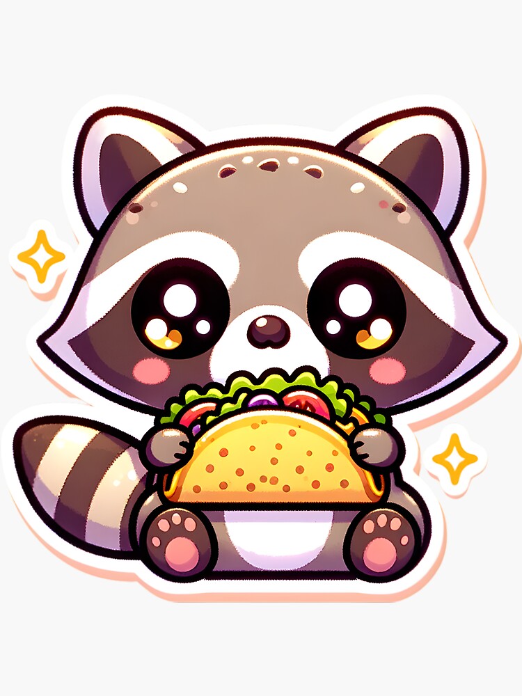 "Taco Eating Racoon" Sticker for Sale by aurahealing | Redbubble