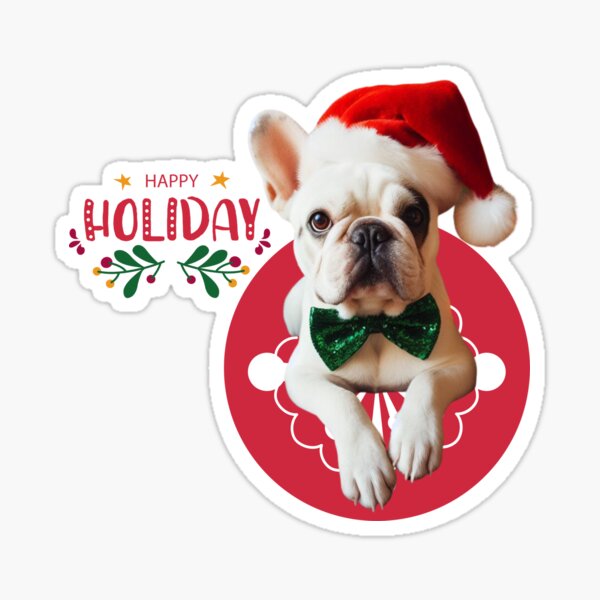 " happy Holiday Dog Christmas ,brafdesign" Sticker for Sale by ...