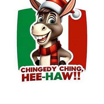 "Funny Dominick Christmas Donkey with Italian Flag Santa Hat" Sticker ...
