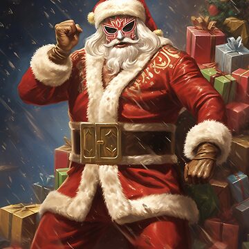 "Lucha Libre Wrestling Santa (C) Christmas Card" Greeting Card for Sale ...