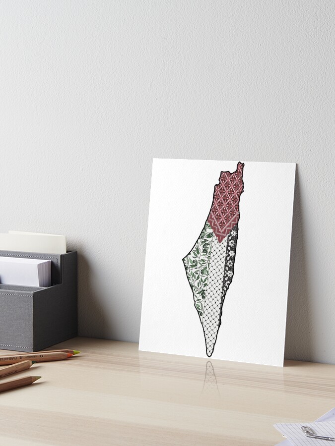 "Palestine map with keffiyeh and thobe patterns " Art Board Print for ...