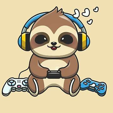 "Sloth Gamer with Headphones and Controllers" Sticker for Sale by Laugh ...