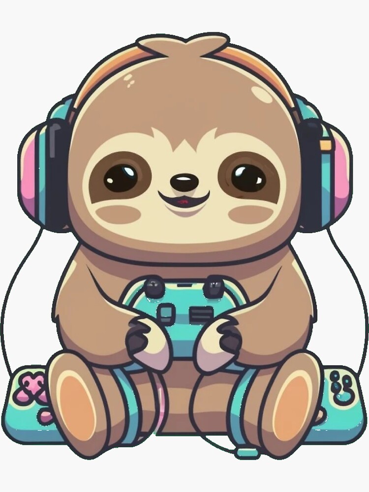 "Gamer Sloth Girl" Sticker for Sale by Laugh-Lines | Redbubble