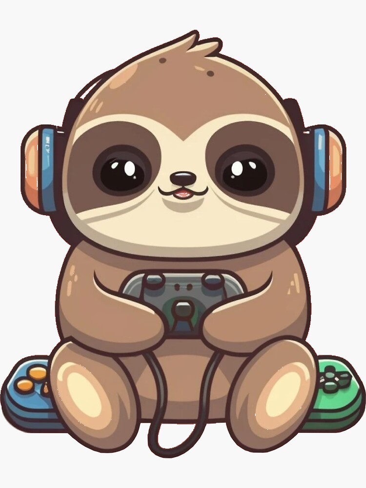 "Gaming Cute Sloth" Sticker for Sale by Laugh-Lines | Redbubble