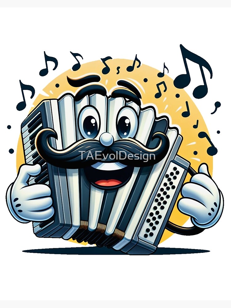 "Squeezebox Charm! Mustachioed Accordion Tee for Folk Music Fans" Art ...