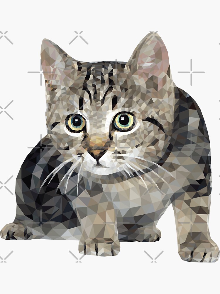 "Low Poly Cat " Sticker by KNEI | Redbubble