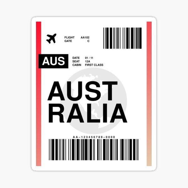 "Australia Boarding Pass" Sticker for Sale by RabbitK | Redbubble