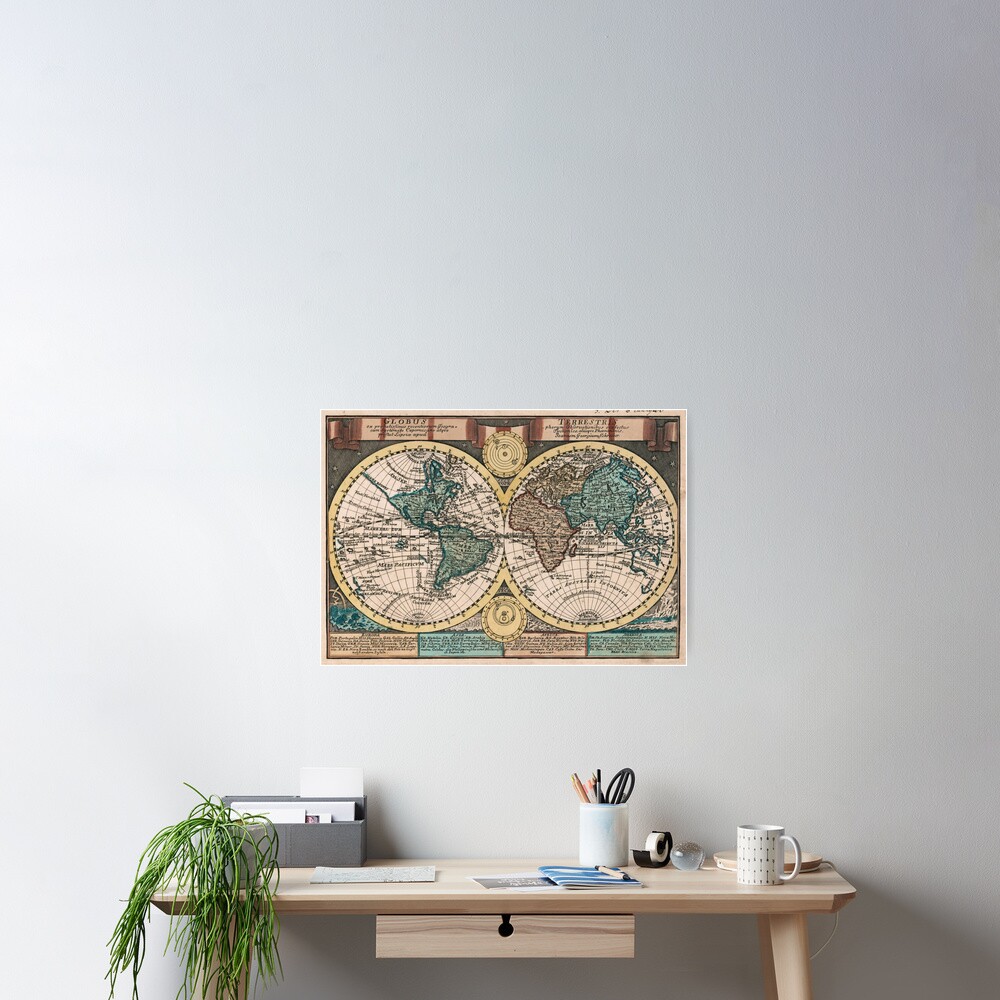 "Vintage Map of The World (1740)" Poster by BravuraMedia | Redbubble