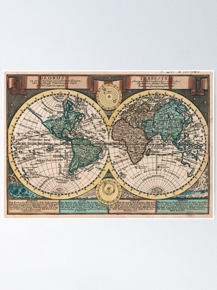 "Vintage Map of The World (1740)" Poster by BravuraMedia | Redbubble