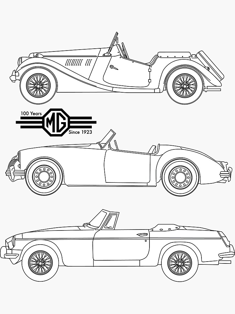 "MG through the years. 100 years of MG" Sticker for Sale by ...