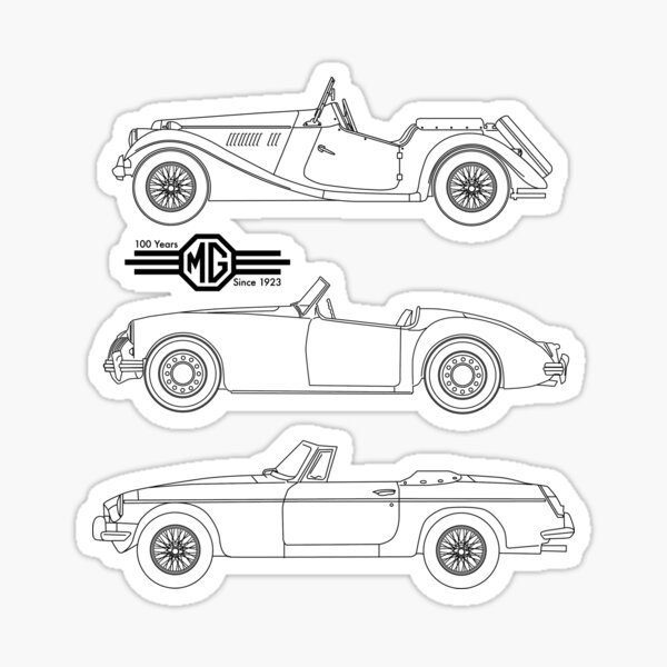 "MG through the years. 100 years of MG" Sticker for Sale by ...