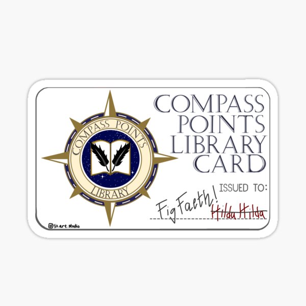 "Dimension 20 Fantasy High Compass Points Library Card Sticker" Sticker ...