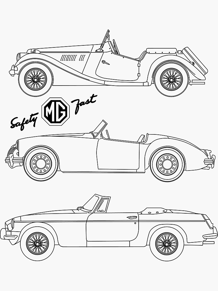 "MG Safety Fast, with Three Models" Sticker for Sale by RischDesigns ...