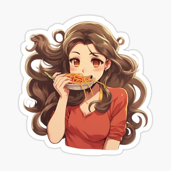 "Girl Eating Spaghetti" Sticker for Sale by NewBigXII | Redbubble