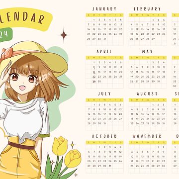 "Cute Anime girl Wall Calendar 2024" Sticker for Sale by Sneh Universe ...