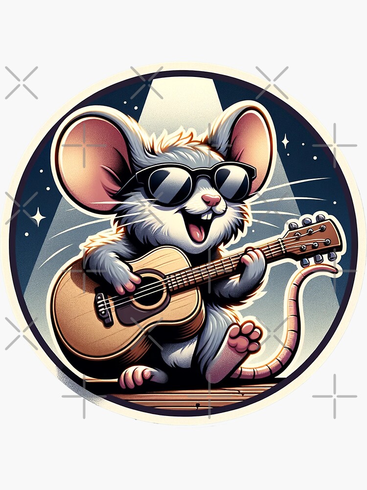 "Rockstar Rodent Riffs" Sticker for Sale by ZooStickerss | Redbubble