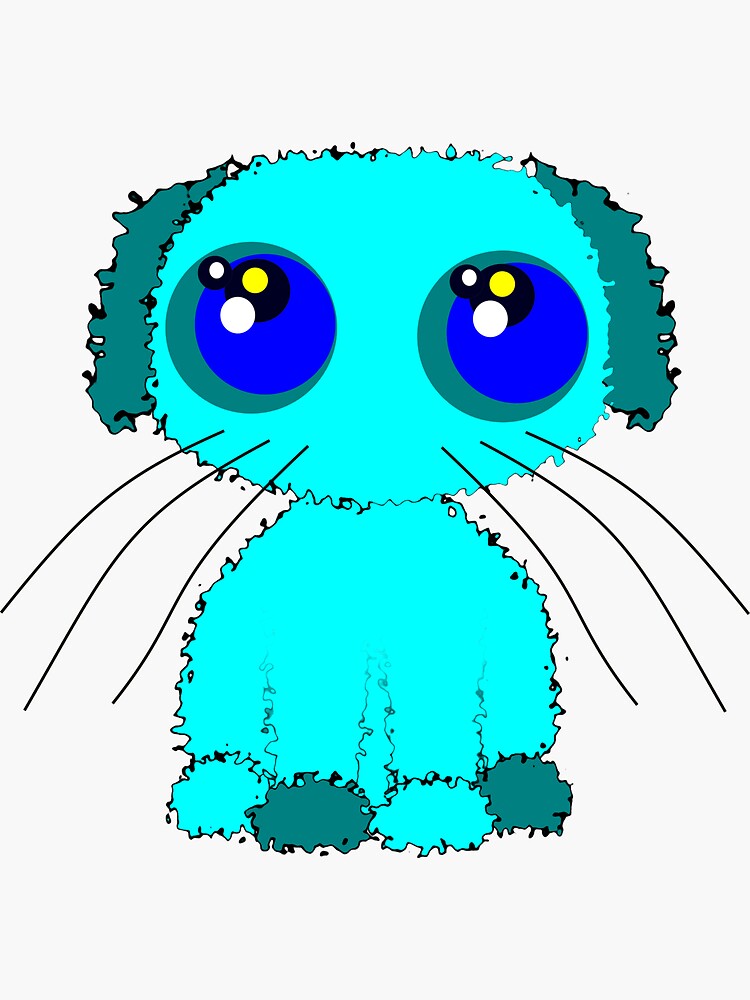 "Turqoise dog big eyed with markings" Sticker by M-Lorentsson | Redbubble