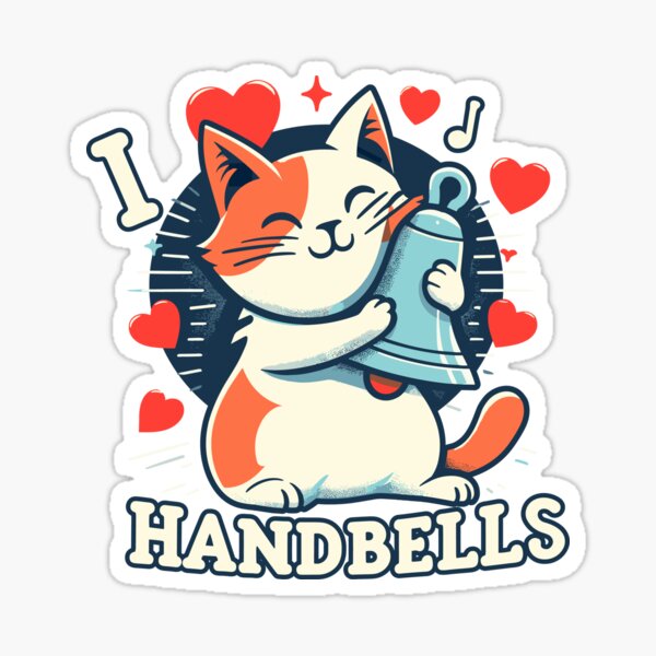 "I Heart Handbells Cat" Sticker for Sale by SubtleSplit | Redbubble