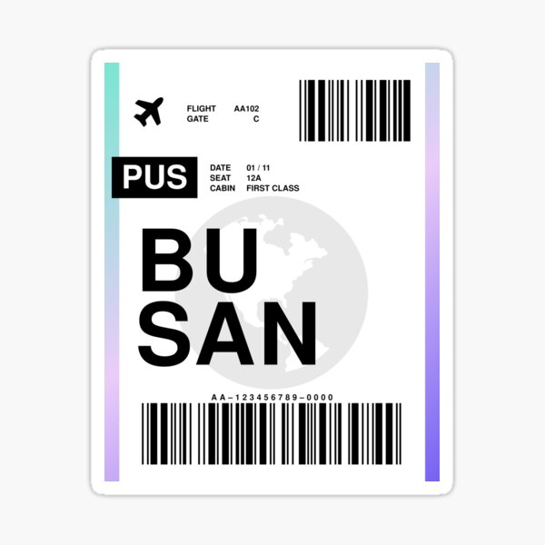 "Busan Boarding Pass" Sticker for Sale by RabbitK | Redbubble