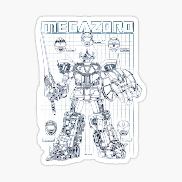 "Schematic Megazord Mighty Morphin" Sticker for Sale by falinaandini ...