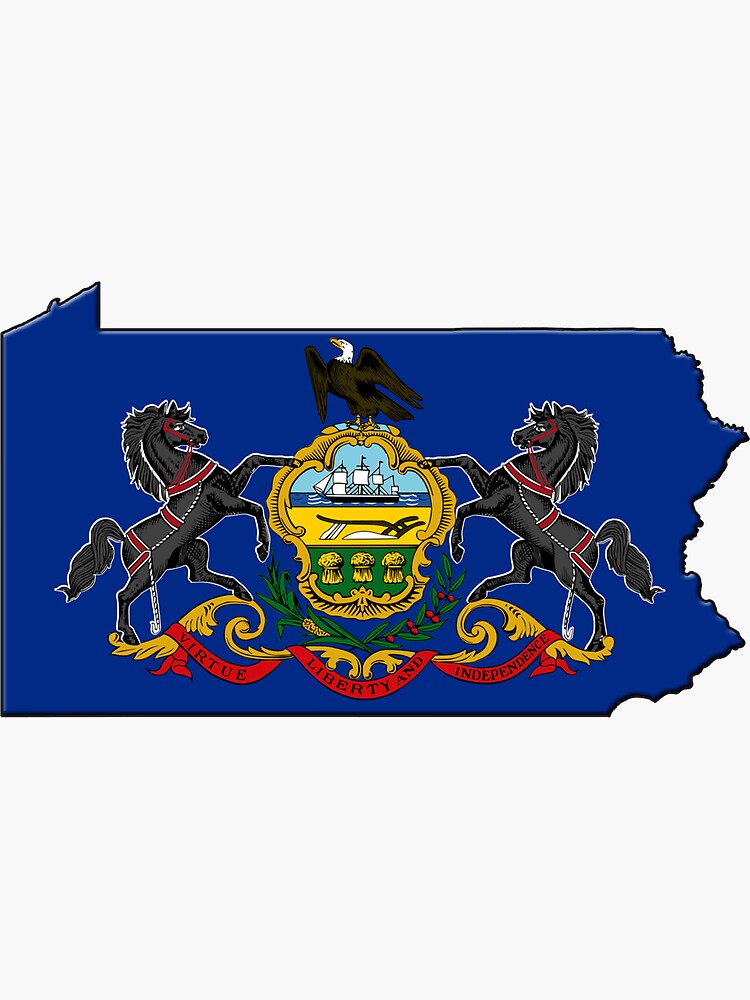 "Pennsylvania State Flag & Outline" Sticker for Sale by Davedinho ...
