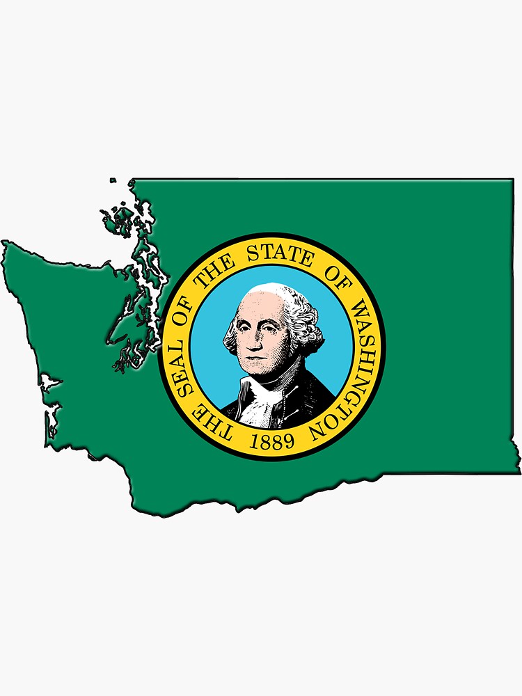 "Washington State Flag & Outline" Sticker for Sale by Davedinho | Redbubble