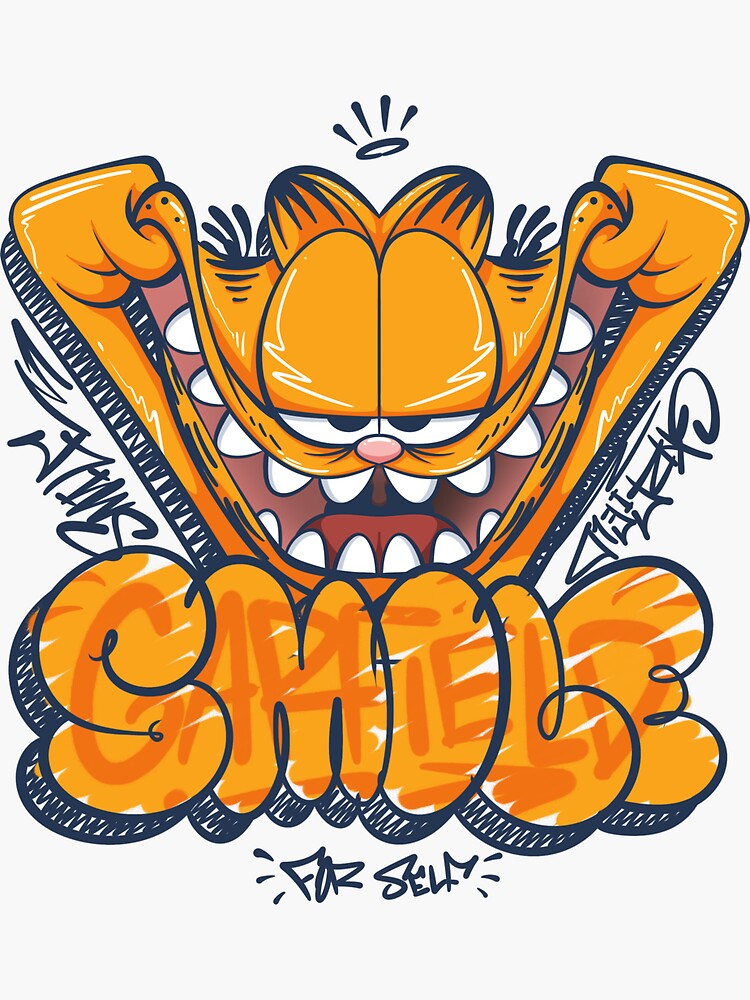 "Garfield Big Smile - Funny Cartoons" Sticker for Sale by Kaenteges ...