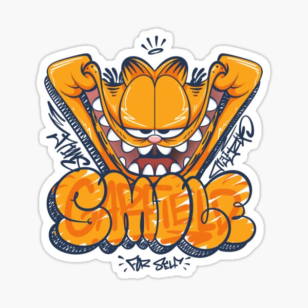 "Garfield Big Smile - Funny Cartoons" Sticker for Sale by Kaenteges ...