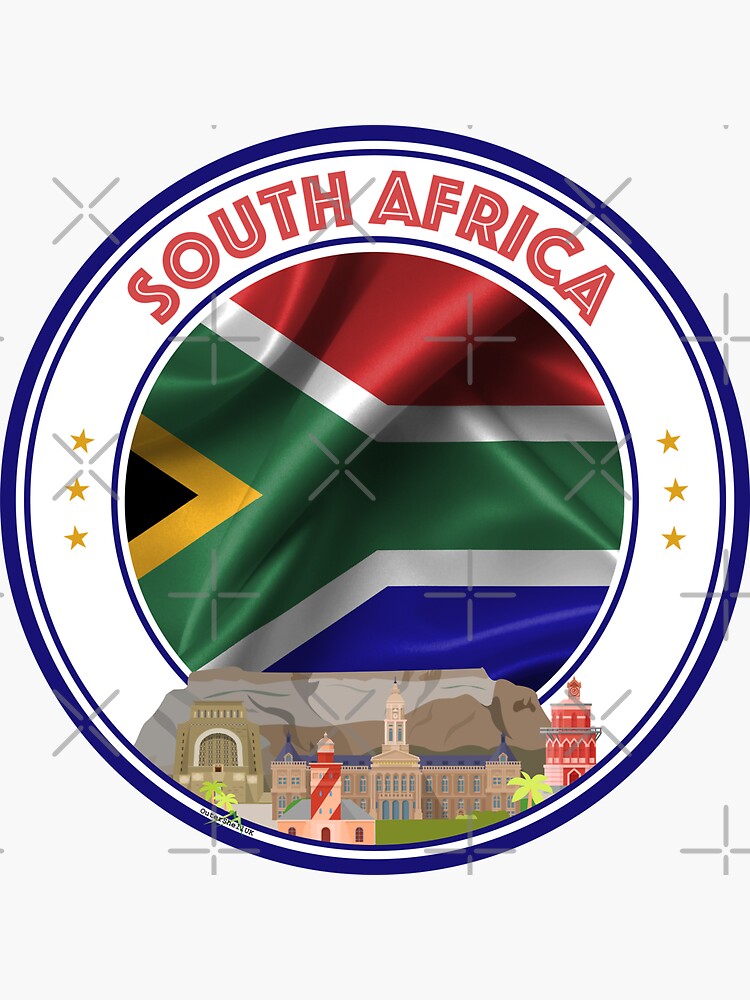 "SOUTH AFRICA South African Flag Sticker T-Shirt 02" Sticker for Sale ...