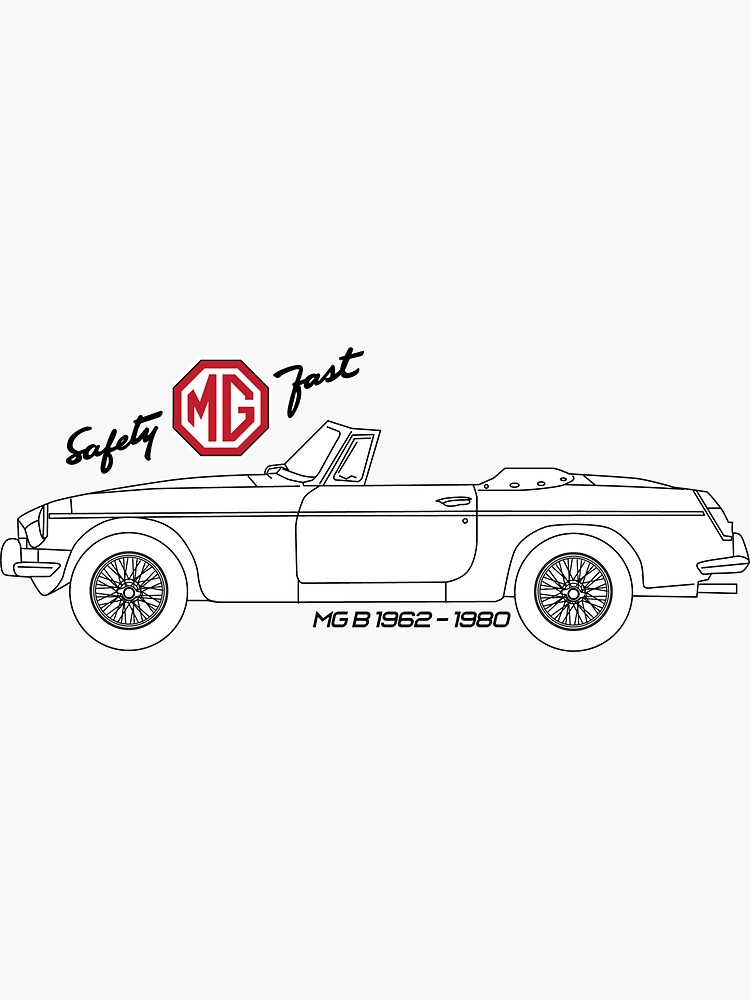 "MG. Safety Fast, MGB" Sticker for Sale by RischDesigns | Redbubble