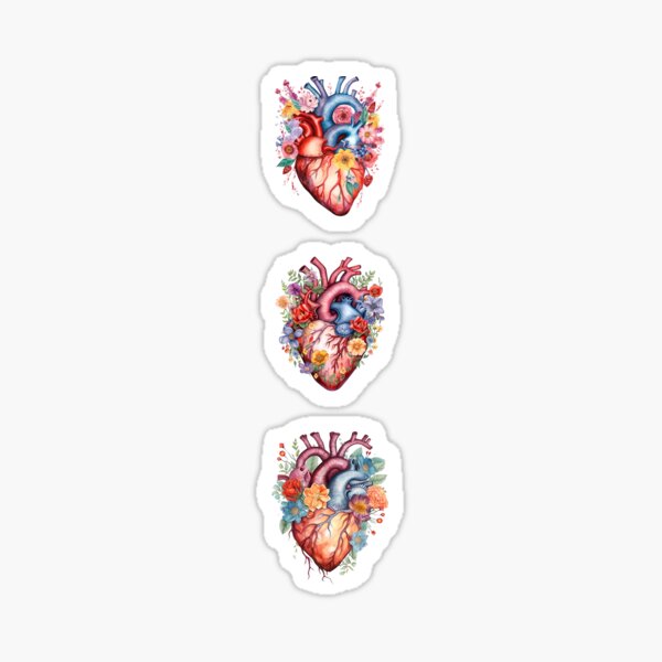 "Set of floral Human heart, Bloom Floral Heart Human, Anatomy flower ...