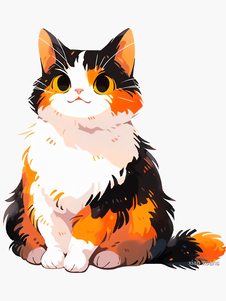 "Fluffy Calico Cat, For Calico Cat Lovers" Sticker for Sale by xiao ...