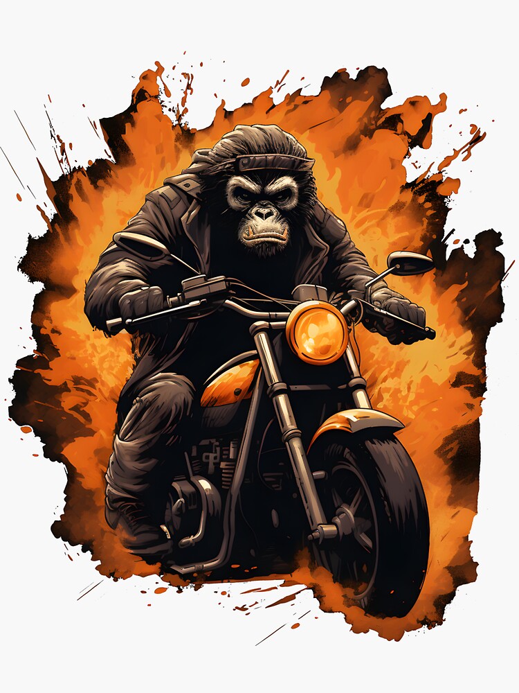 "Monkey Rider Biker Cartoon" Sticker for Sale by fuhume | Redbubble