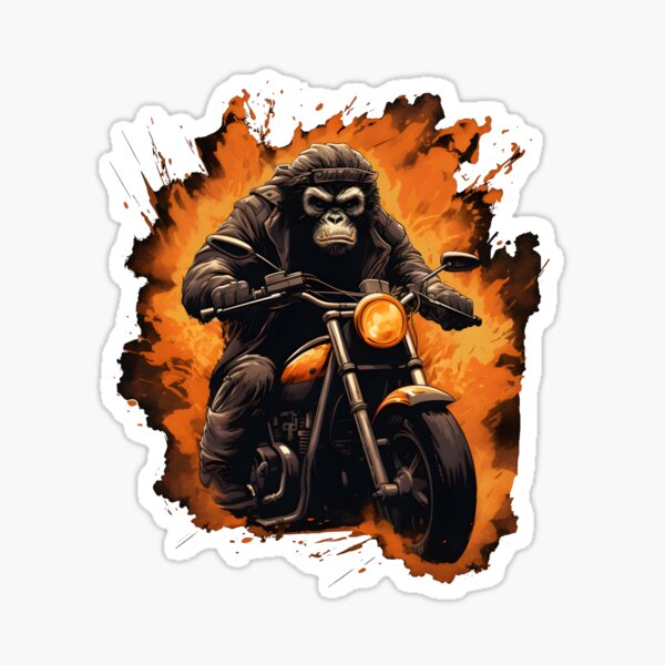 "Monkey Rider Biker Cartoon" Sticker for Sale by fuhume | Redbubble