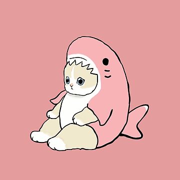 "Baby Cat - Pink Shark" Sticker for Sale by niceghost | Redbubble