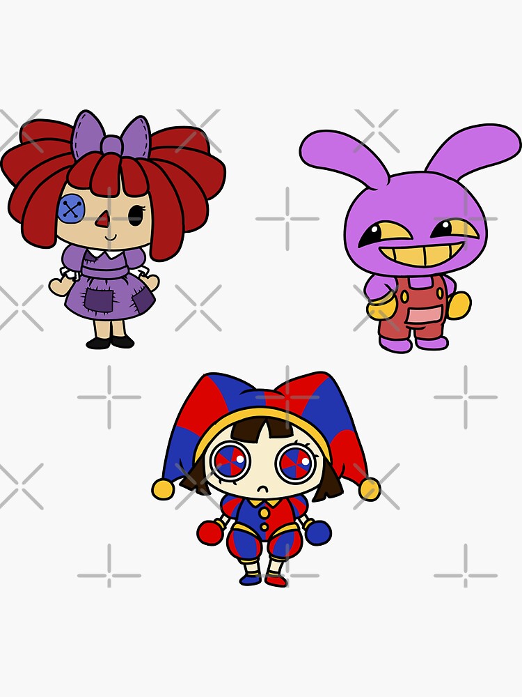"pomni, ragatha and jax chibi" Sticker for Sale by EveryCuteThings ...