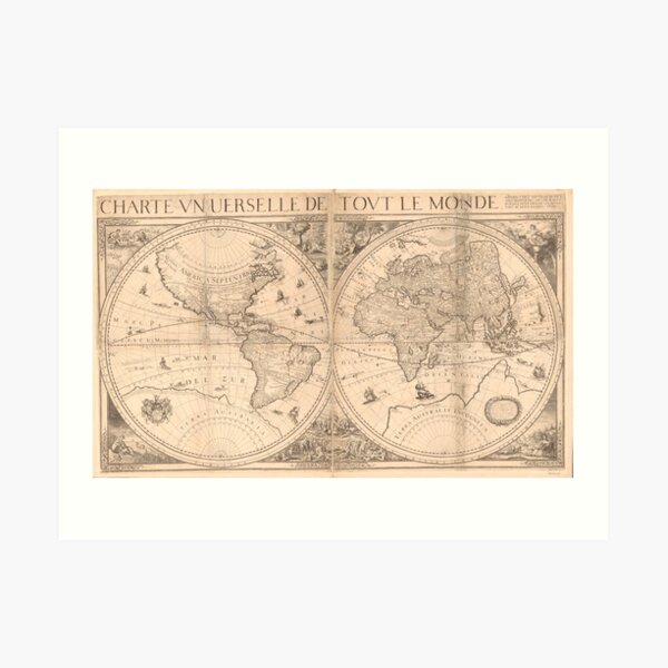 "Vintage Map of The World (1650)" Art Print for Sale by BravuraMedia ...