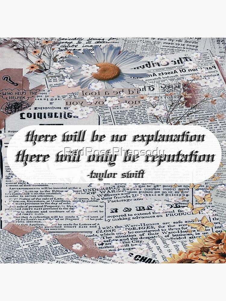 "Taylor Swift reputation quote (newspaper bg)" Sticker for Sale by ...
