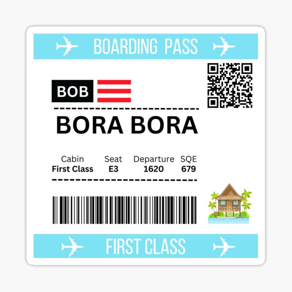 "Bora Bora Boarding Pass" Sticker for Sale by StarTribe | Redbubble
