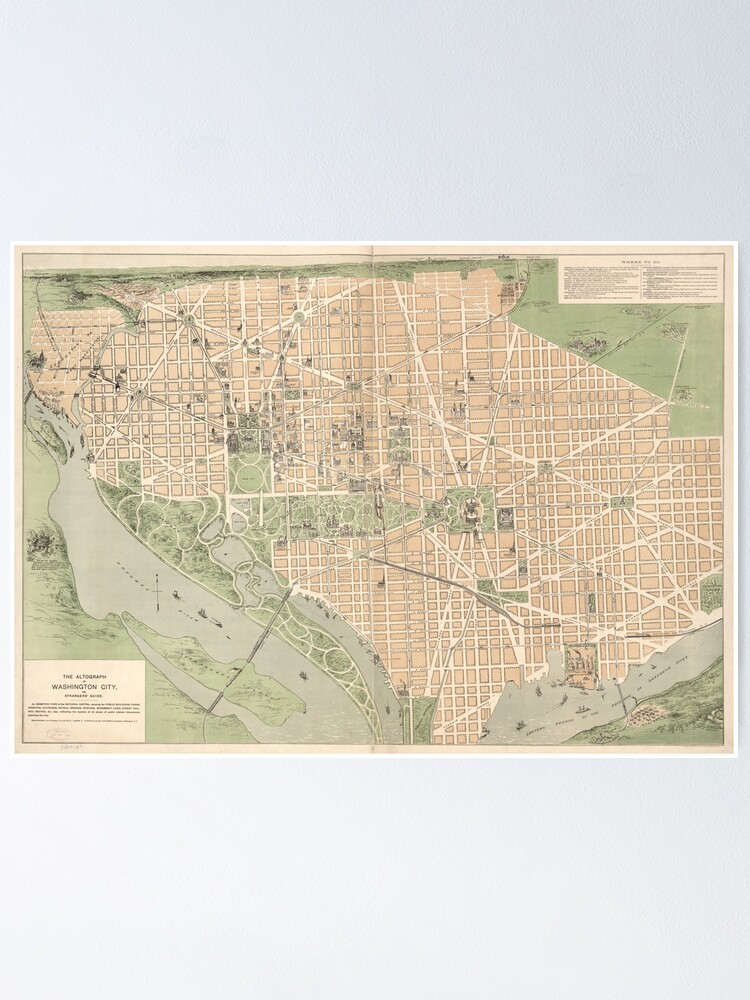 "Vintage Map of Washington DC (1892)" Poster for Sale by BravuraMedia ...