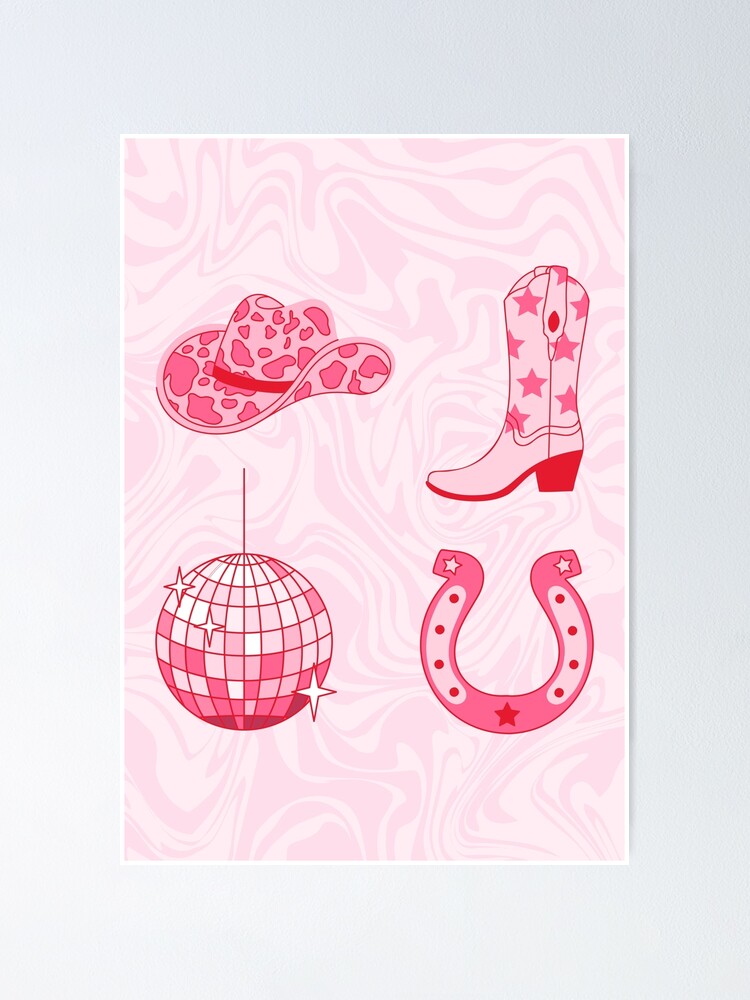 "Disco Cowgirl Pack. Pink cowboy boot, disco ball, horseshoe and ...