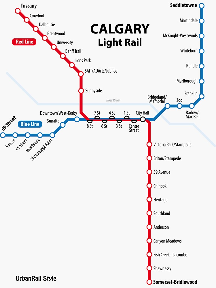 "Calgary Light Rail Map" Sticker for Sale by UrbanRail | Redbubble
