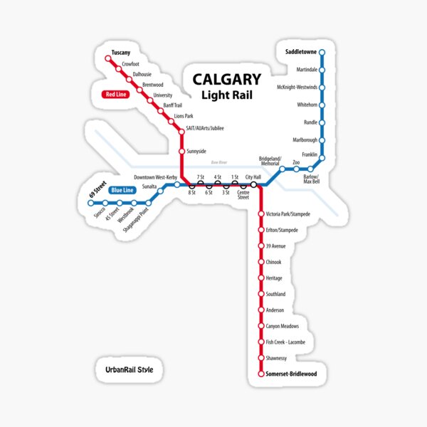 "Calgary Light Rail Map" Sticker for Sale by UrbanRail | Redbubble