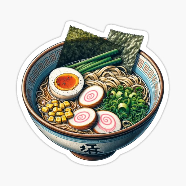 "Japanese Ramen Bowl Food Art" Sticker for Sale by ManxCatAndy | Redbubble