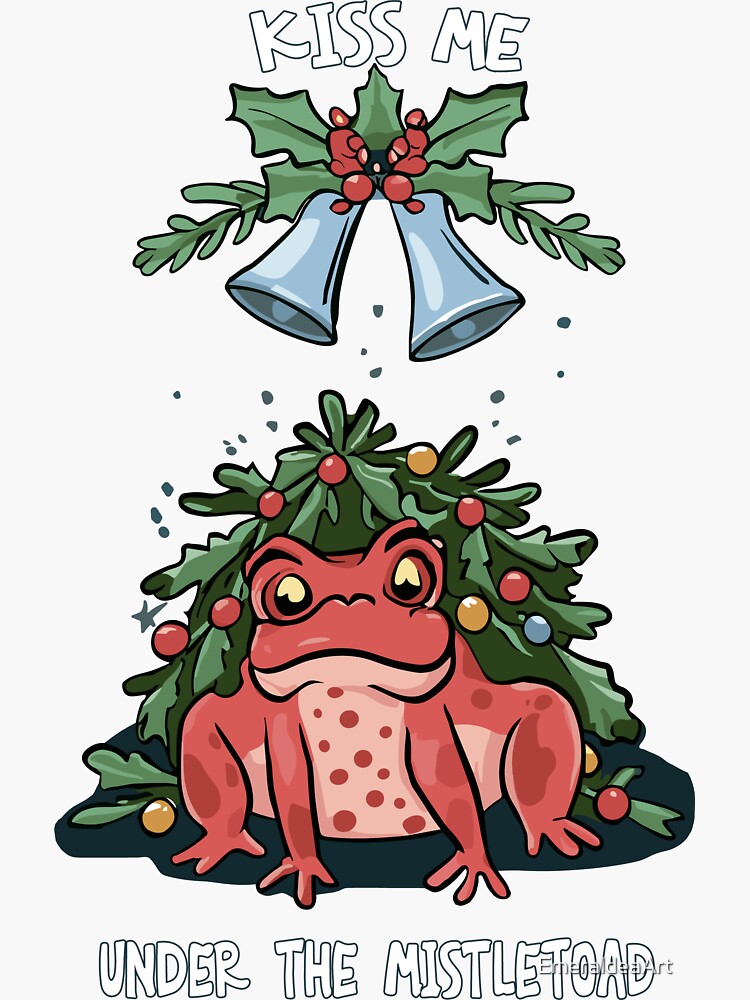 "Cutout of: Kiss Me under the Mistletoad" Sticker for Sale by ...
