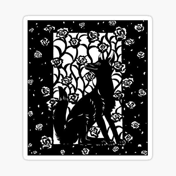 "Fox and Roses Black and White" Sticker for Sale by Katedesotoart ...