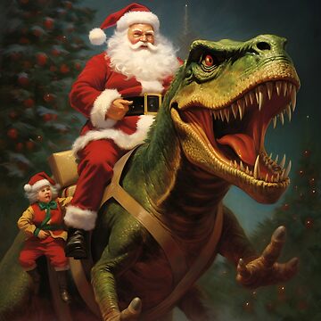 "Santa Riding a T-Rex" Poster for Sale by 2Shooze | Redbubble